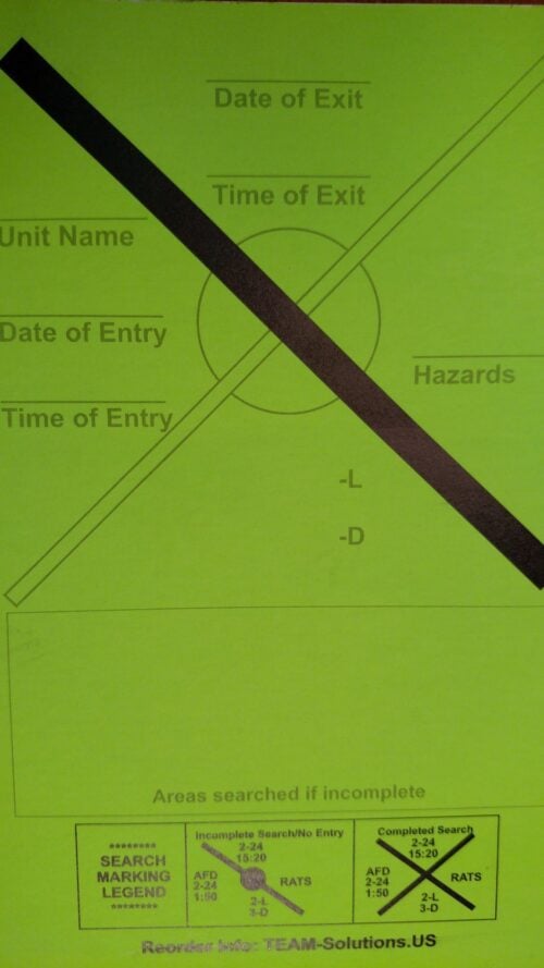 Pre-Printed FEMA Search Marking Sticker - Disaster Decal