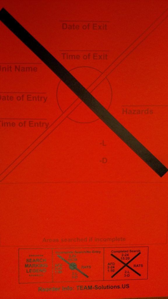 Pre-Printed FEMA Search Marking Sticker - Disaster Decal