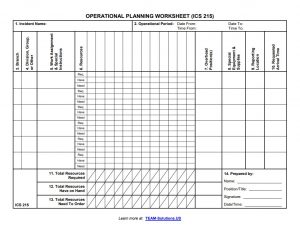 ICS 215 Operational Planning Worksheet | TEAM Solutions